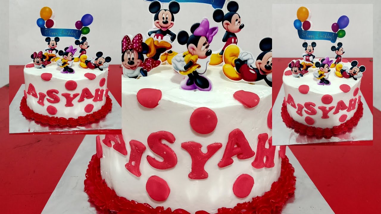 Cake ultah mini tema mickey mouse - YouTube