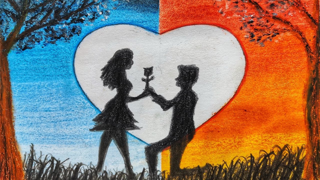 Mesmerizing Couple's Proposal Silhouette Drawing | Romantic Art - YouTube