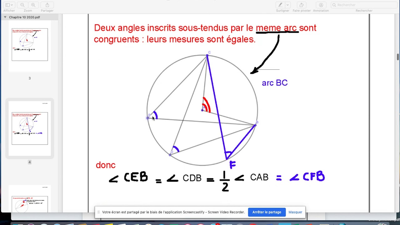 Math 9 - Cercle : calcul avec angle au centre et angle inscrit (partie ...