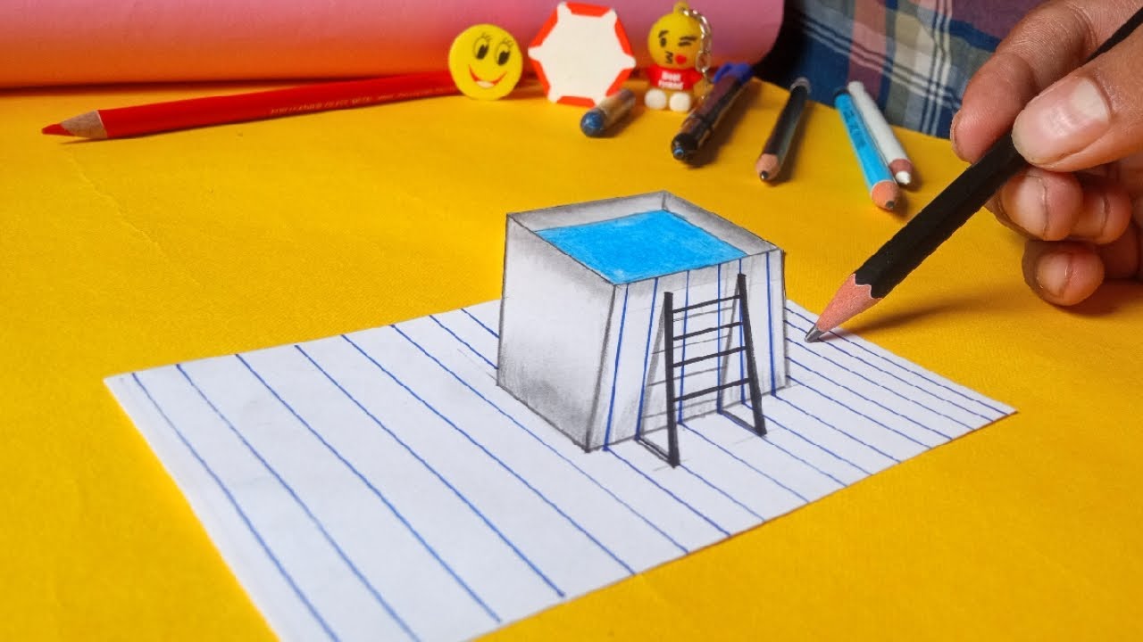 3d water tank drawing with ladder - YouTube
