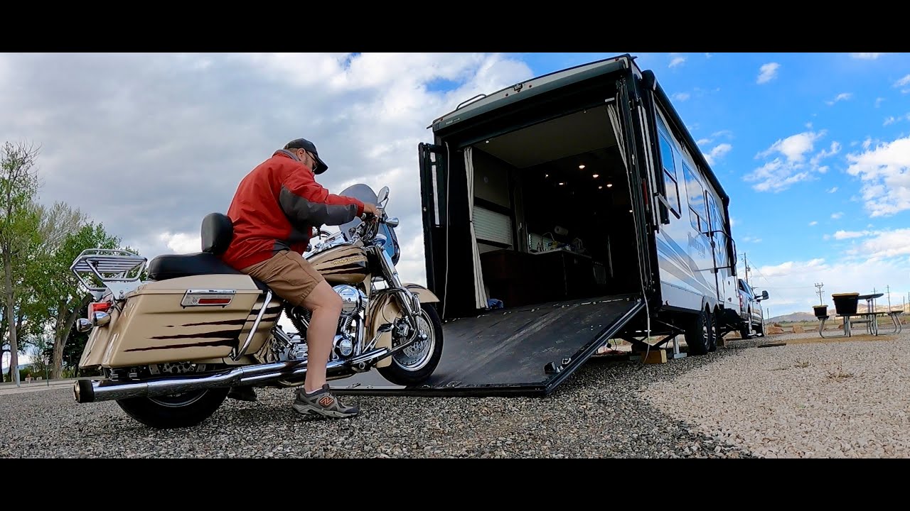 Loading our Harley Davidson Motorcycles into our Momentum Toy Hauler ...
