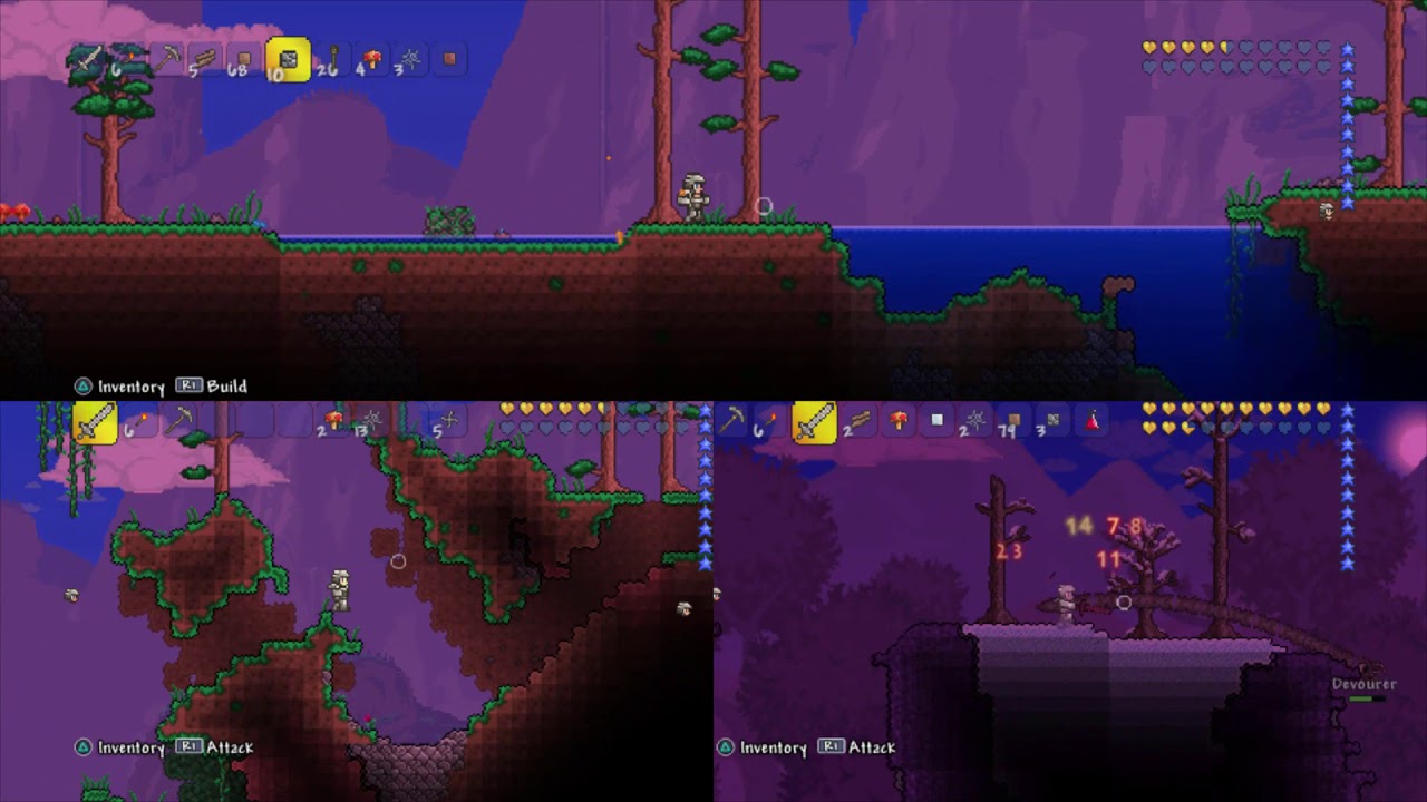 Terraria - Running Competition (3 players split screen) - YouTube