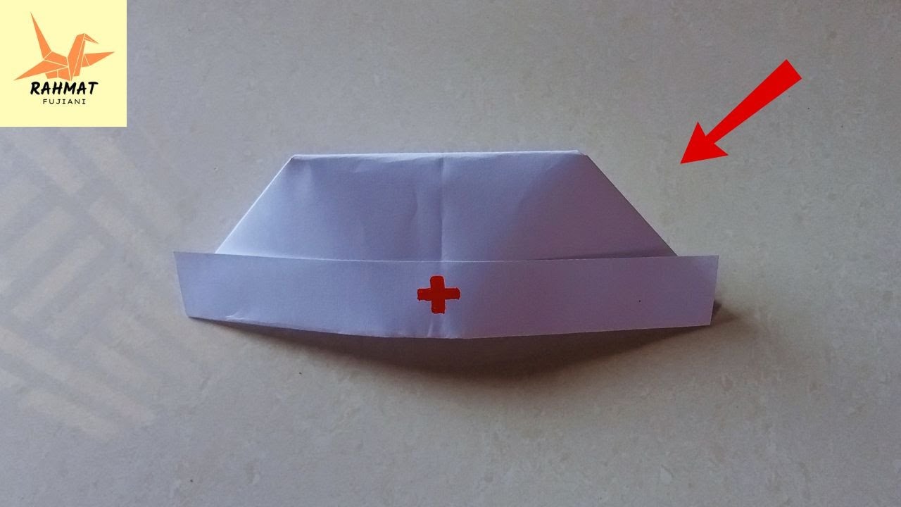 topi perawat dari origami , topi suster dari kertas origami - YouTube