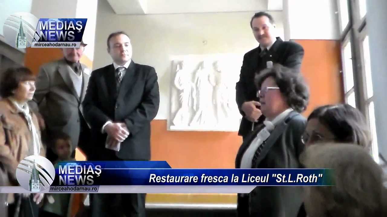 Restaurare fresca Liceul St L Roth din Medias - YouTube