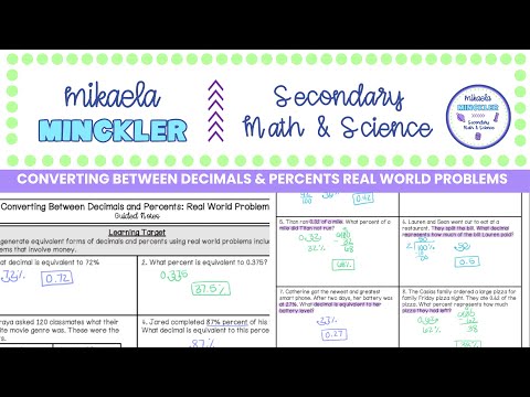 Converting Between Decimals and Percents Real-World Problems Guided ...