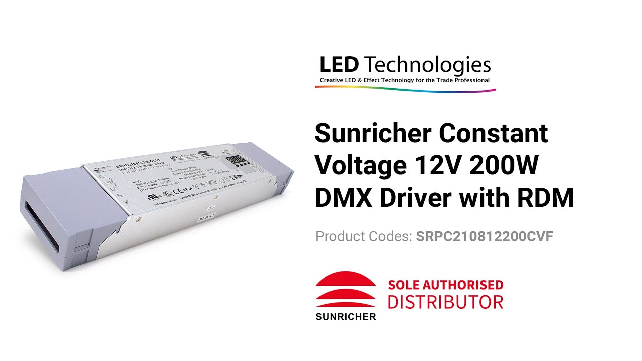 Sunricher Professional Constant Voltage 12V 200W DMX Driver with RDM ...