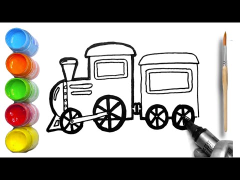 cara menggambar kereta api - YouTube