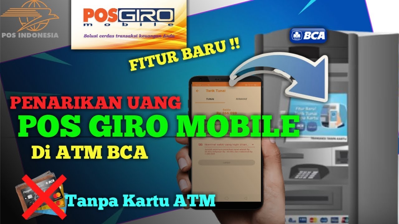 CARA PENARIKAN TUNAI POS GIRO MOBILE DI ATM BCA - YouTube