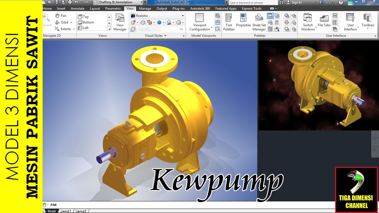 model 3d kew pump atau pompa merk kew pabrik sawit - YouTube