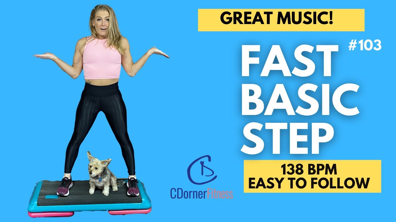 Fast Basic Step Aerobics workout | Fun at home easy to follow cardio ...