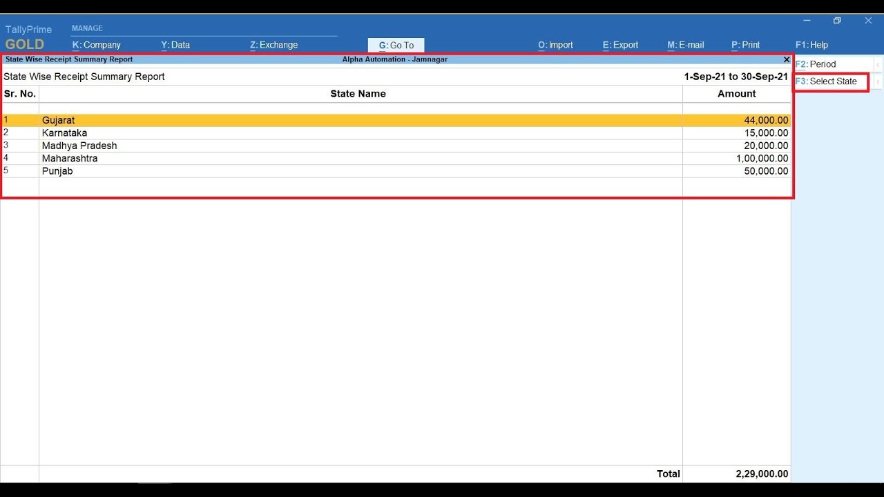 Tally Add On :State Wise Receipt Report in TallyPrime software. - YouTube