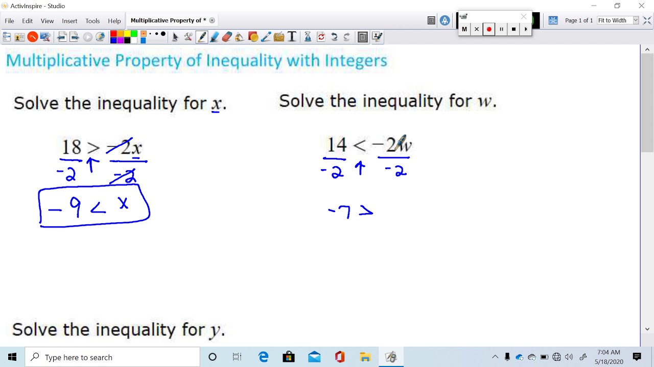 Multiplicative Property Of Inequality With Integers YouTube Multiplicative Property Of Inequality With Integers YouTube