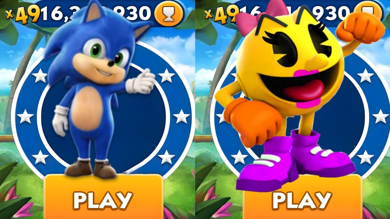 Sonic Dash - Baby Sonic vs Ms pac man - All Characters Unlocked ...