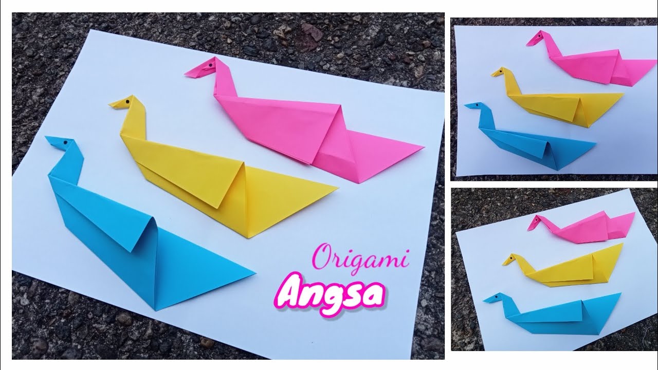 ORIGAMI ANGSA | ORIGAMI BURUNG | MELIPAT KERTAS TEMA BINATANG - YouTube