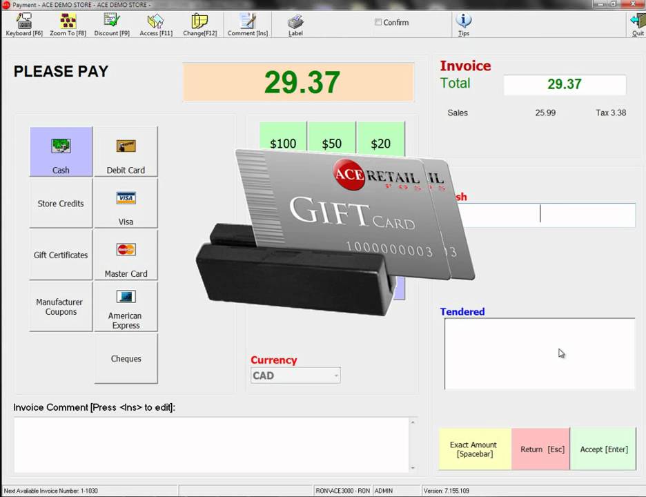 Gift Card Sales in ACE Retail POS - YouTube