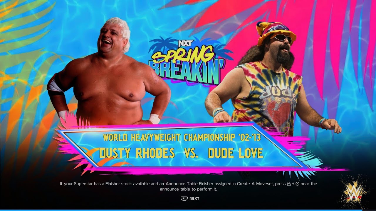 WWE 2K24 DUSTY RHODES VS DUDE LOVE WORLD HEAVYWEIGHT CHAMPIONSHIP - YouTube