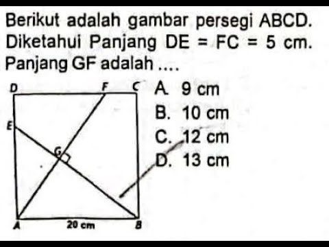 Berikut adalah gambar persegi ABCD. Diketahui panjang CE = FC = 5 cm ...