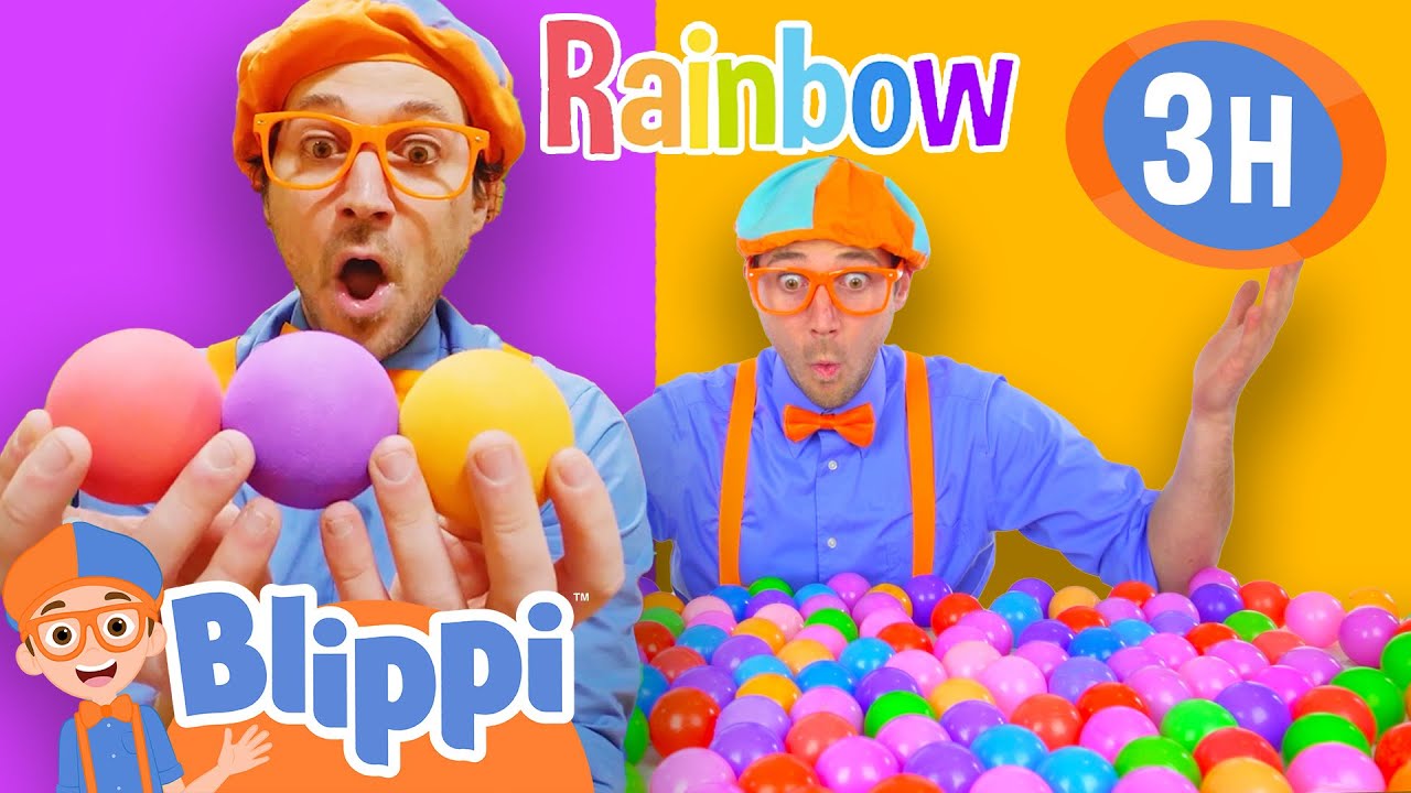 Blippi Plays with ALL the Colors of the Rainbow! 3 HOURS of Color ...