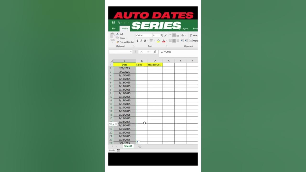 Auto date series with excel shortcut #excelformula #excel #exceltips #exceltutorial #exceltricks ...