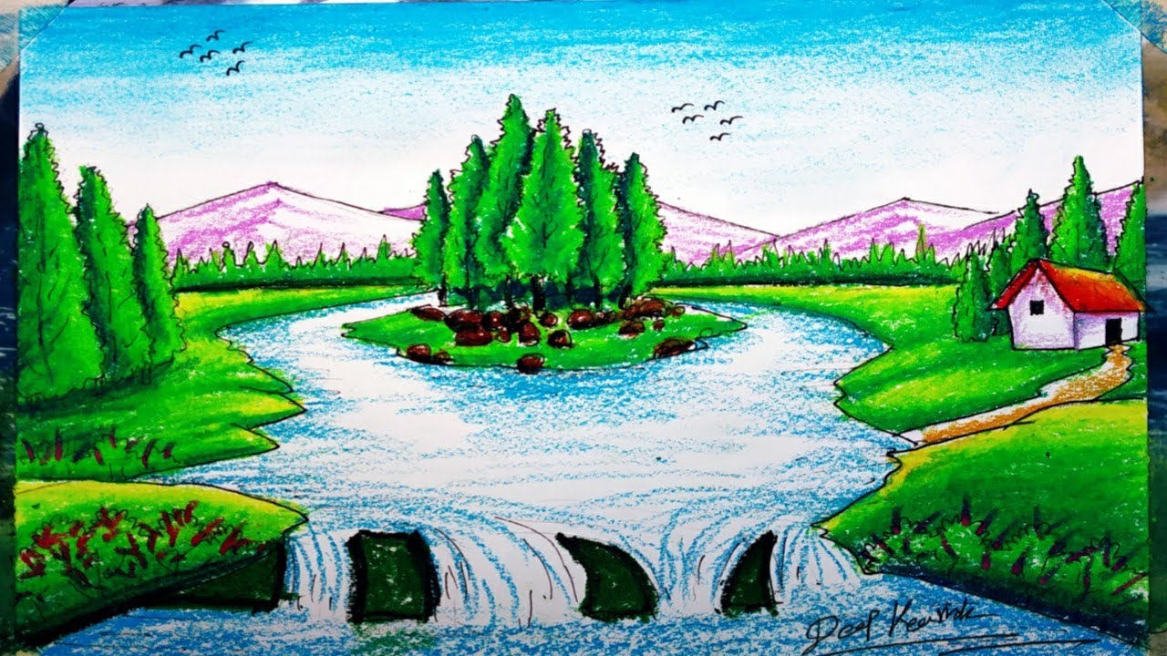 How to Draw Beautiful Scenery Step by Step Very Easy || Easy Scenery ...