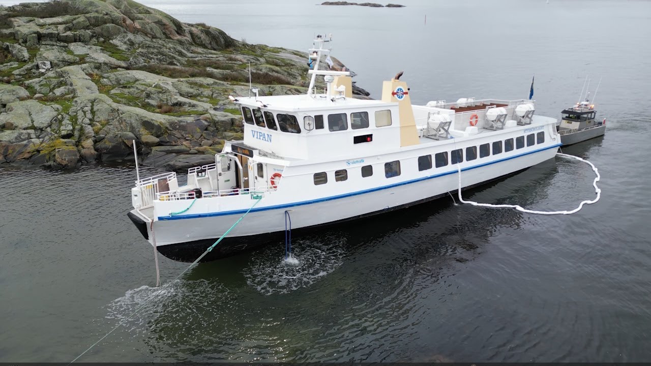 Ferry runs aground hard *Drone* - YouTube