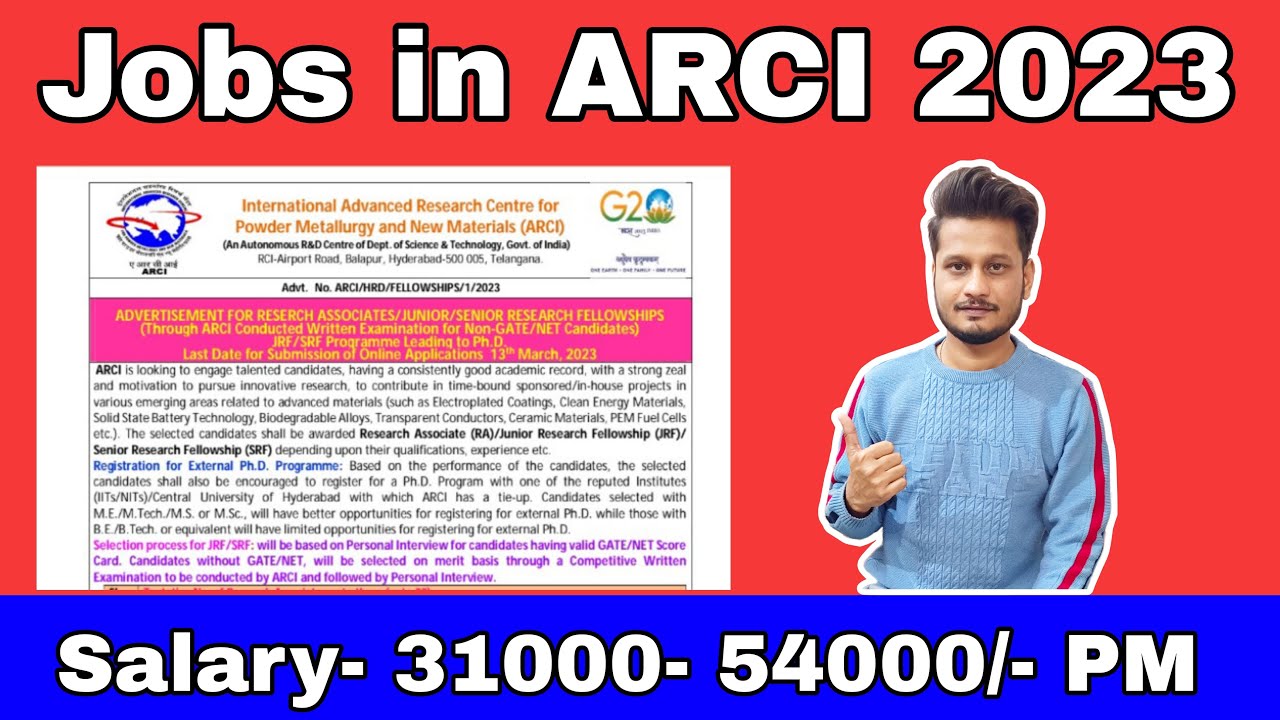 Jobs Series Ep-73| Latest Jobs in ARCI Hyderabad| DST| Govt of India ...