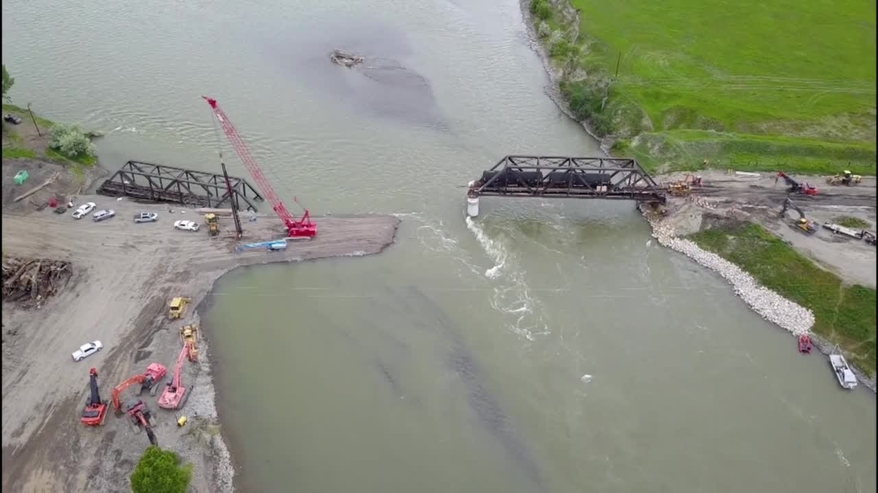 All cars out of water at derailment near Reed Point - YouTube