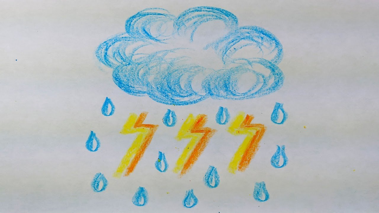 How To Draw Clouds With Lightning . Crayons. . Як намалювати хмару з ...