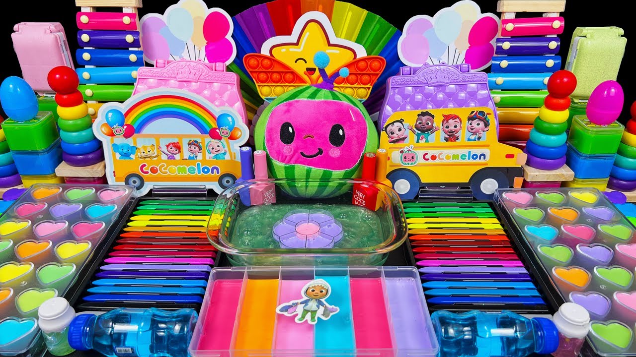 Series CoComelon Slime!🌈Satisfying Mixing random into Glossy Slime ASMR ...