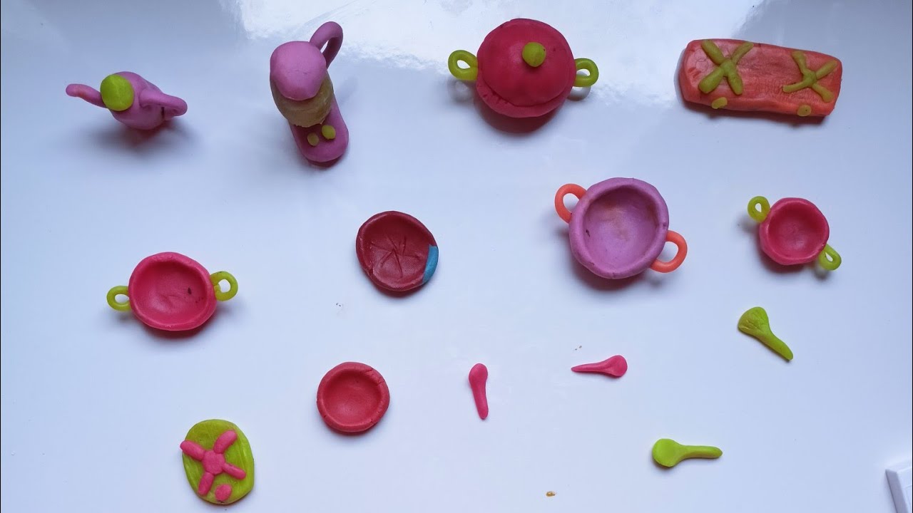 DIY How to make polymer clay miniature kitchen set - YouTube