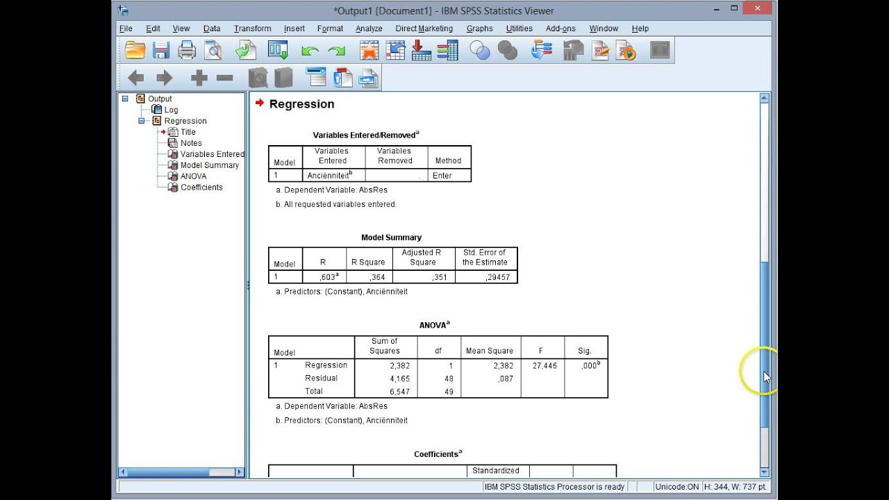 Spss v23 heteroskedasticiteit Glejser test - YouTube
