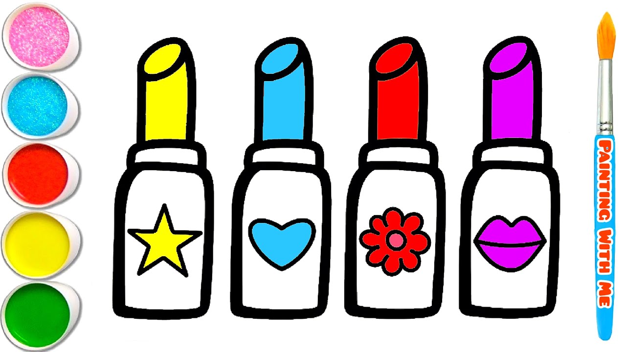 How To Draw Cute And Easy Lipsticks / Lipstick Drawing, Painting ...