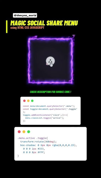 Magic Social Share Menu Using Html Css Javascript Coding Programming