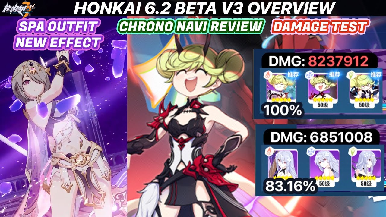 Honkai 6.2 Beta v3 - Chrono Navi review, Damage test, Rita outfit ...