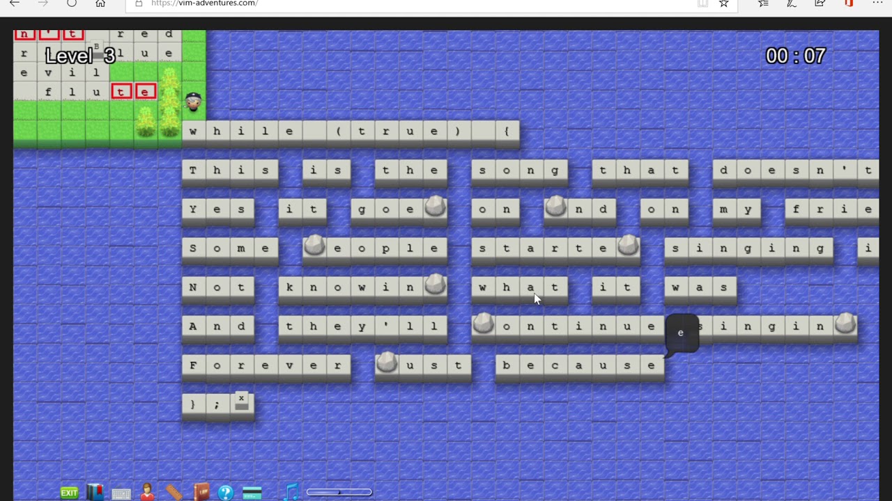 vim adventure lvl3 - YouTube