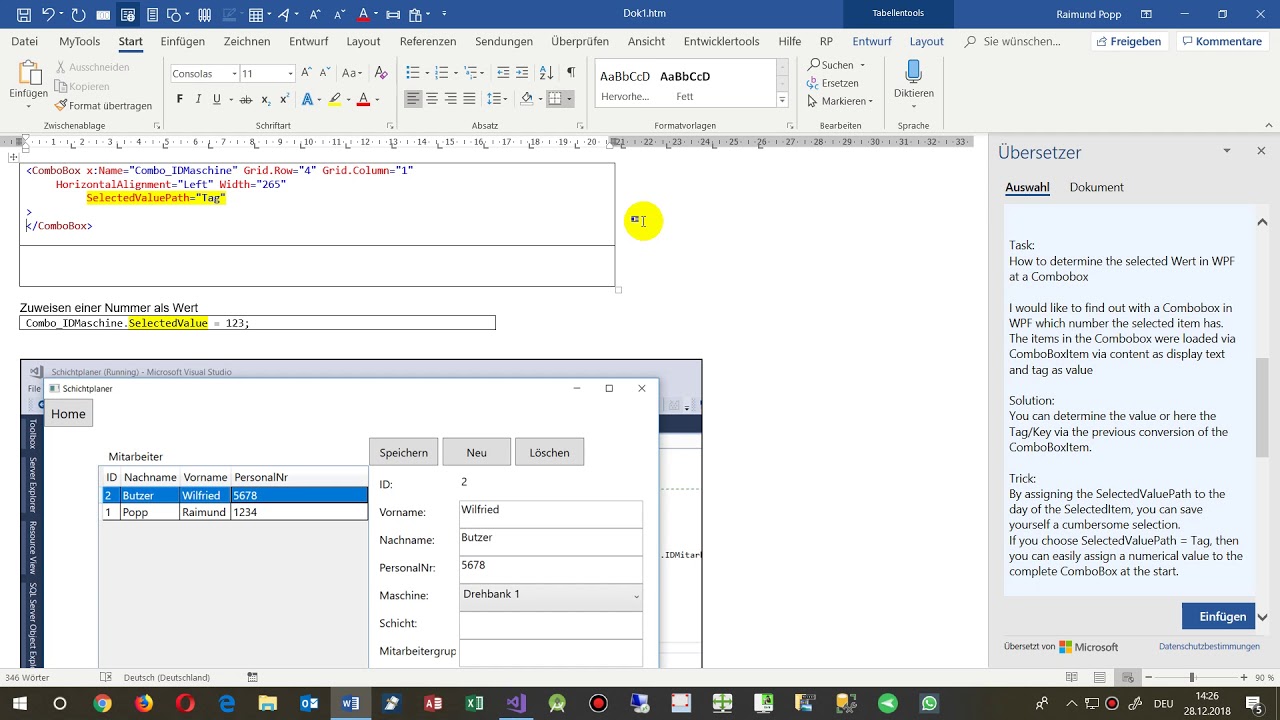 Word übersetzen Deutsch in Englisch. Office 365, 2018 - YouTube