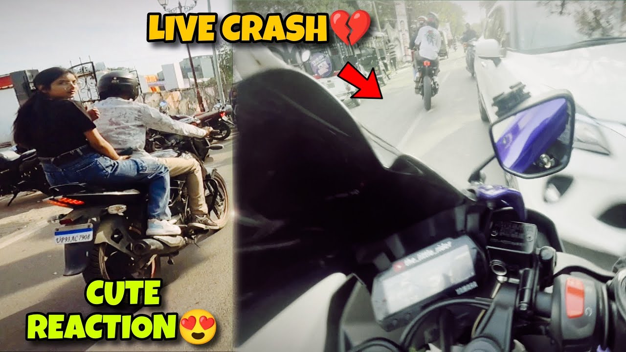 Live Crash On Road 💔 Cute Girl Reaction on Sunday Ride 😍 R15s Exhaust ...