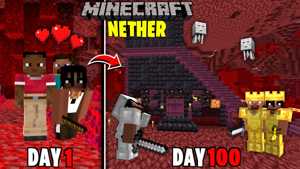 100 Days in HUGE NETHER ONLY WORLD in Minecraft 😰 - YouTube