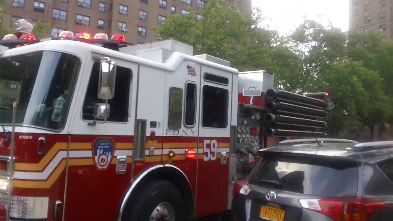 FDNY Tower Ladder 14 and Battalion 3 Taking Up While Engine 59 Remains ...