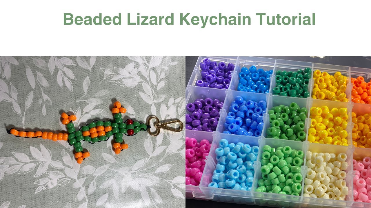 Beaded Keychain. Pony Bead Tutorial. Lizard Keyring. #beads # ...