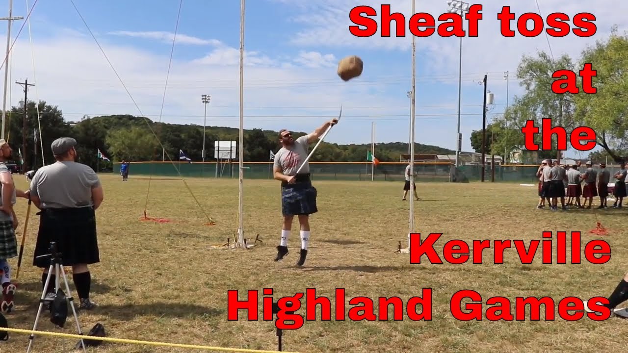 Sheaf toss at the Kerrville Highland Games - YouTube
