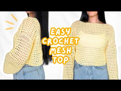 EASY crochet mesh sweater tutorial for BEGINNERS (any size!) | how to crochet mesh top ✨