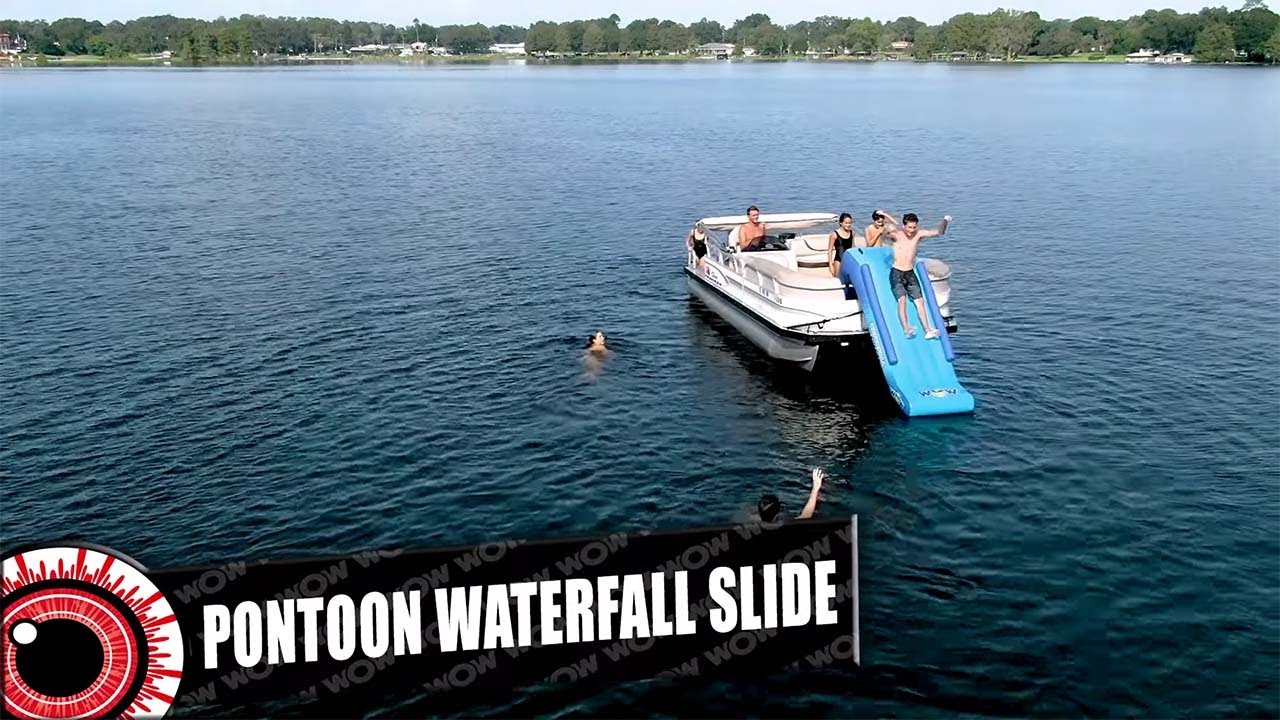 WOW Pontoon Waterfall Slide - YouTube
