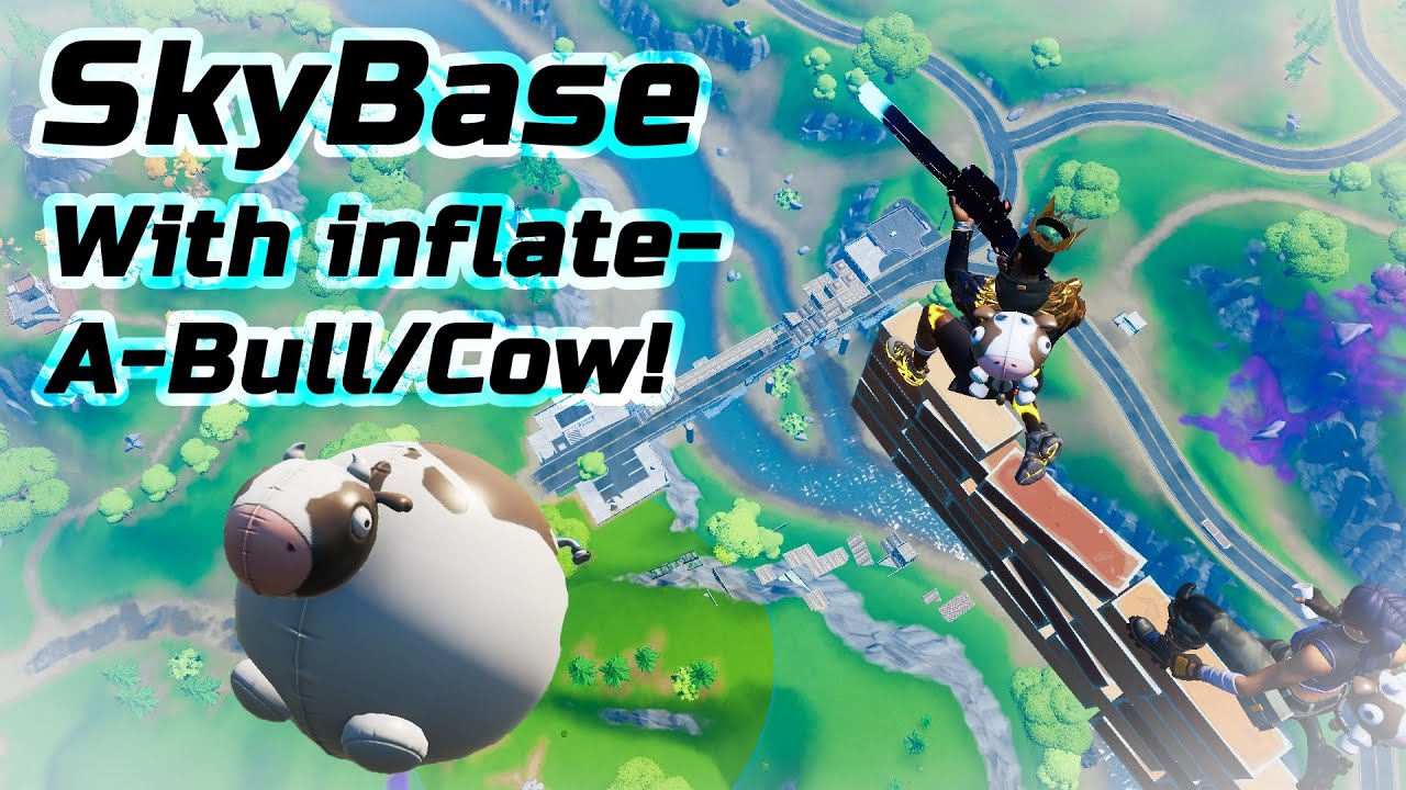 skybase with Inflatable cow! Fortnite Tamil | Boss Potato Tamil - YouTube