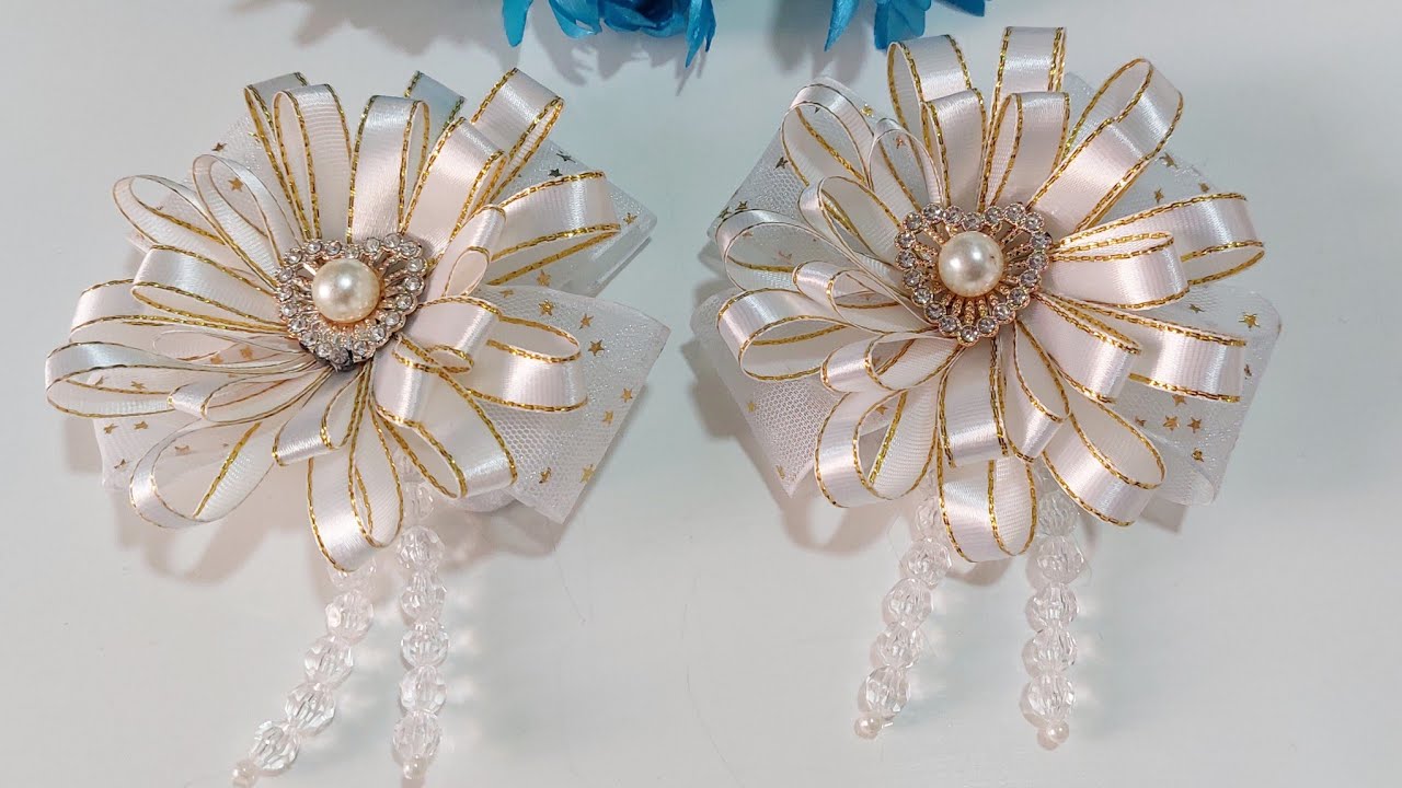 Beautiful hair bows made from small ribbons - YouTube