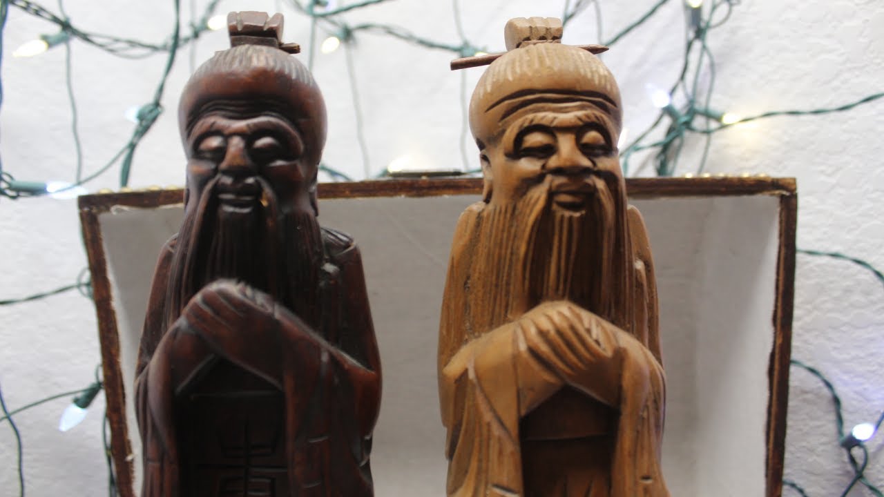 Asian Chinese Wiseman Elder Hand Carved Wood Statues/figurines - YouTube