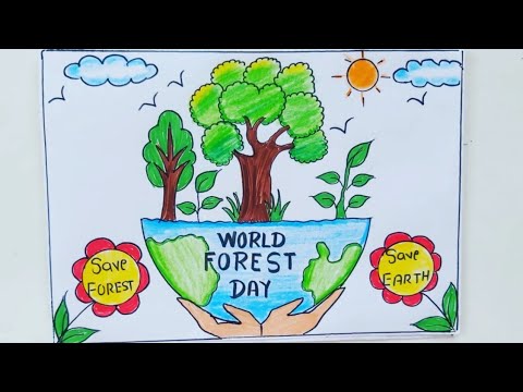world forest day Drawing|world Forest day poster|forest day easy ...