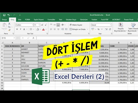 Excel Dersleri (2) Toplama, Çıkarma, Bölme, Çarpma ve Ortalama