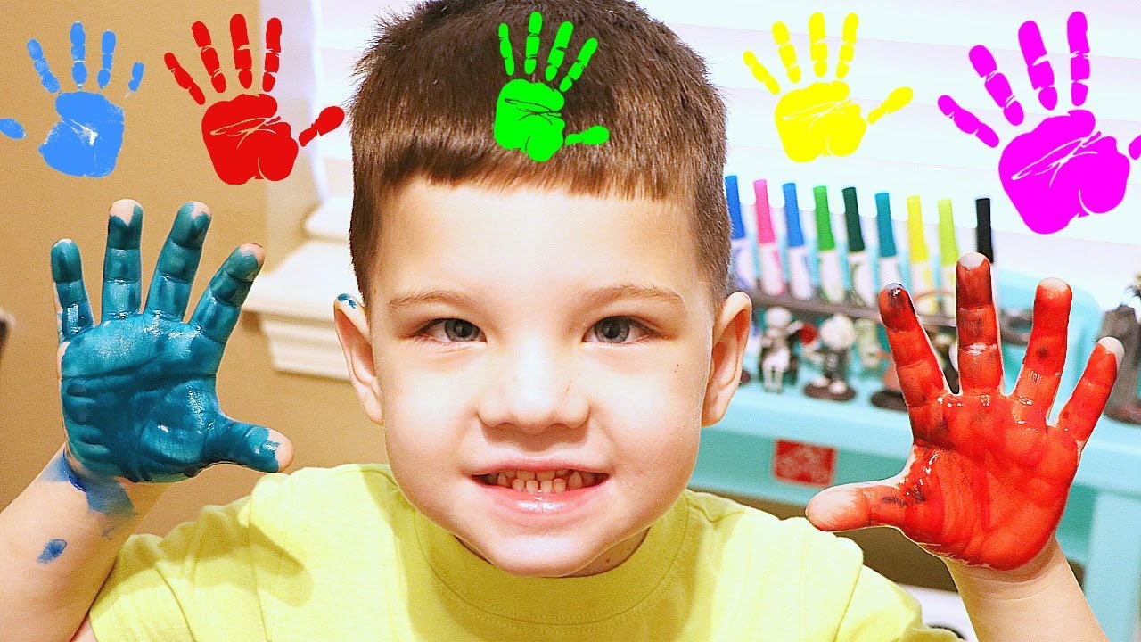 Caleb Pretend Play Finger Painting Pictures with New Kids Painting Toys ...