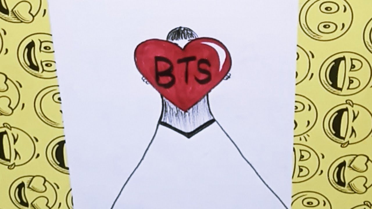 Easy BTS drawing || How to draw a girl with BTS heart | BTS girl ...